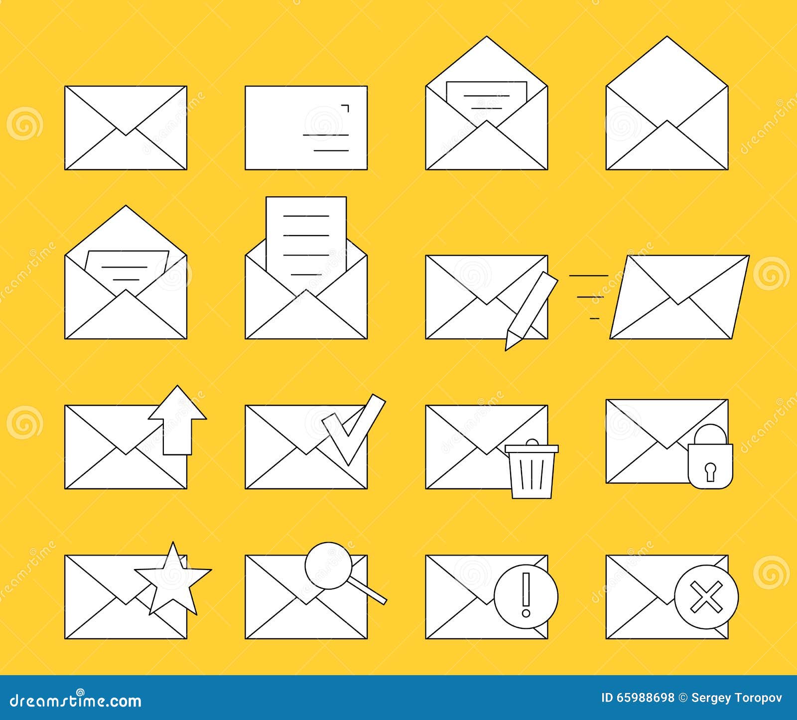 Mail icon set stock vector. Illustration of connection - 65988698