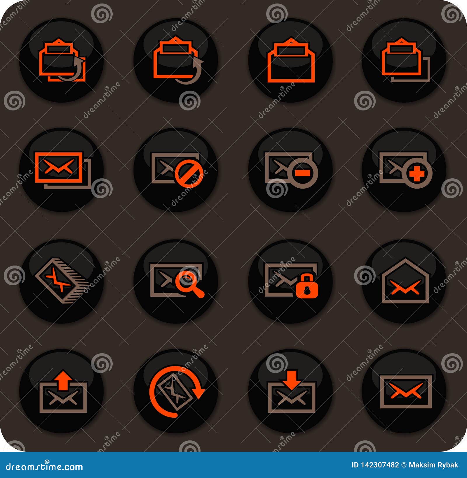 Mail icon set stock vector. Illustration of label, isolated - 142307482