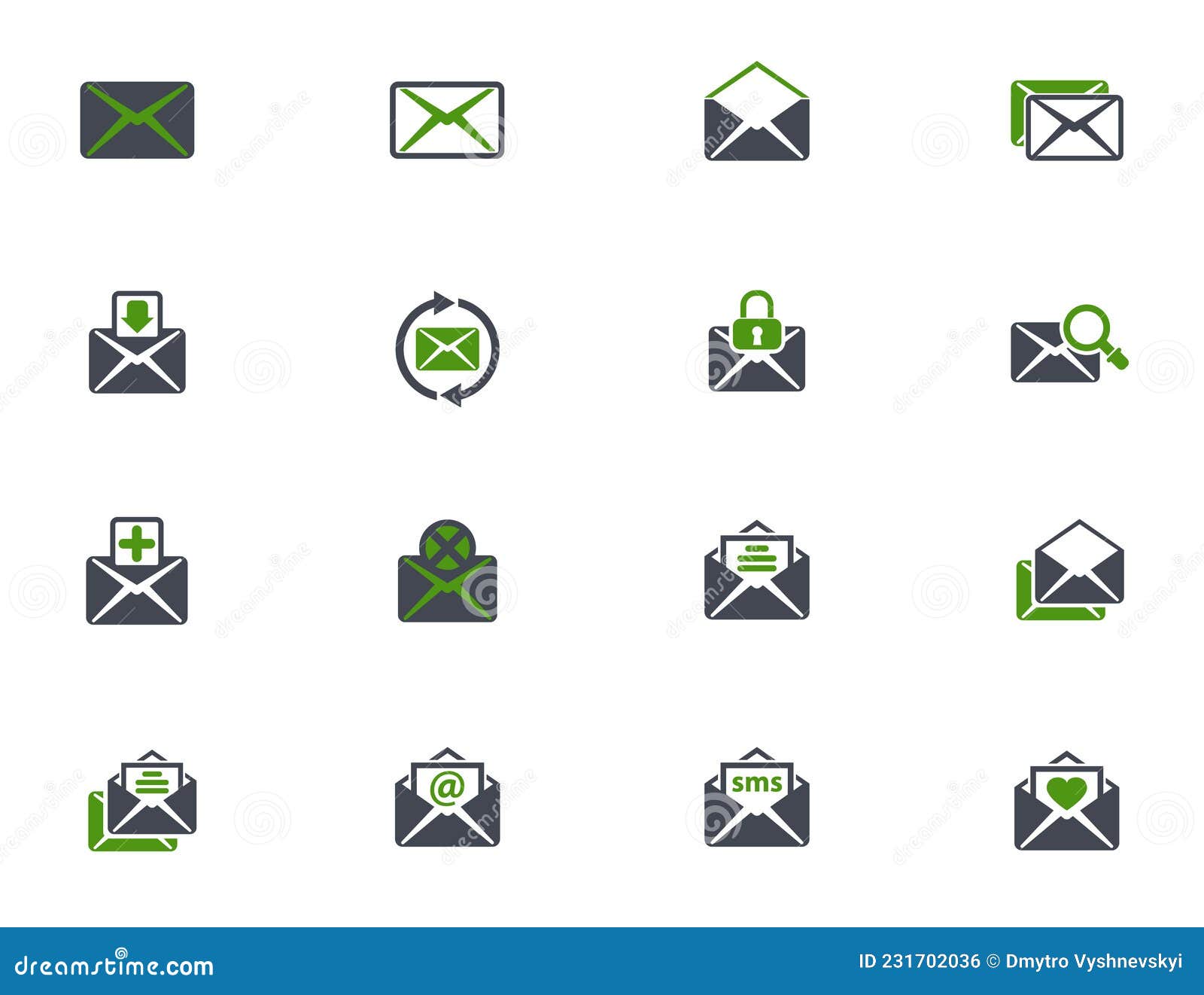 Mail icon set stock vector. Illustration of color, mail - 231702036