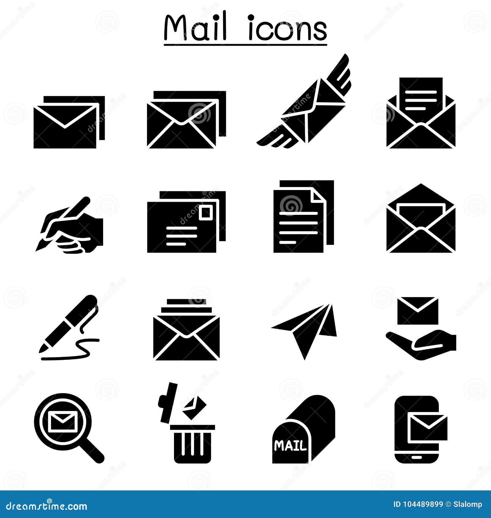 Mail icon set vector stock vector. Illustration of envelope - 104489899