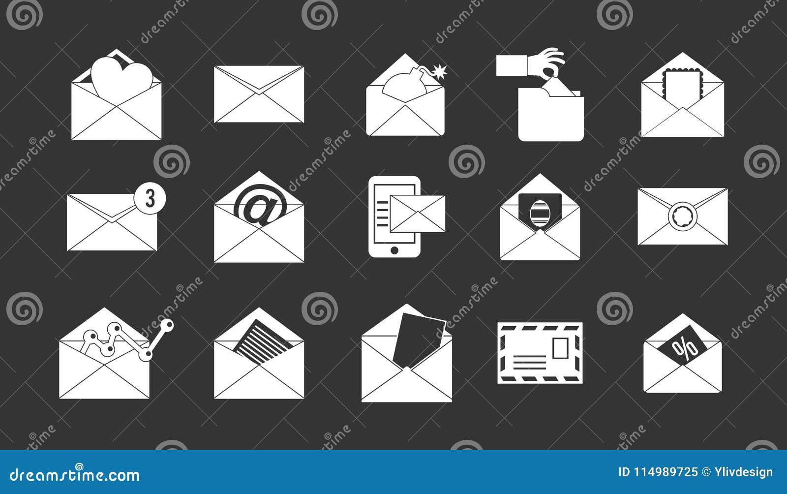 Mail icon set grey vector stock vector. Illustration of contact - 114989725