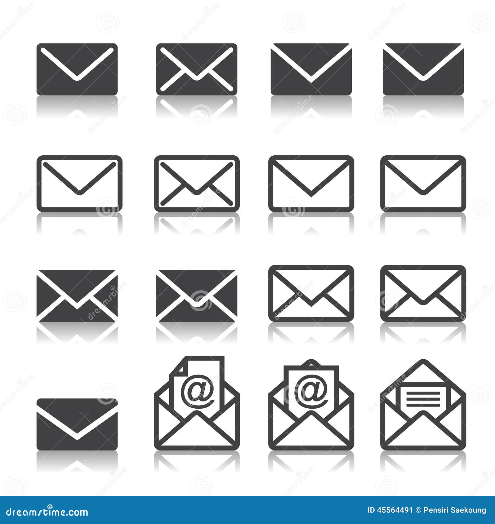 Mail icon set stock vector. Illustration of mail, phone - 45564491