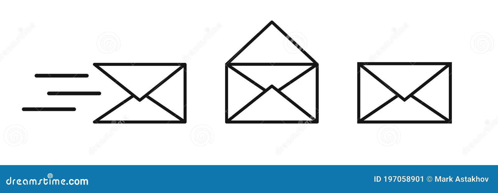 Mail Icon Set on White Background. Vector Email Symbol Stock Vector ...