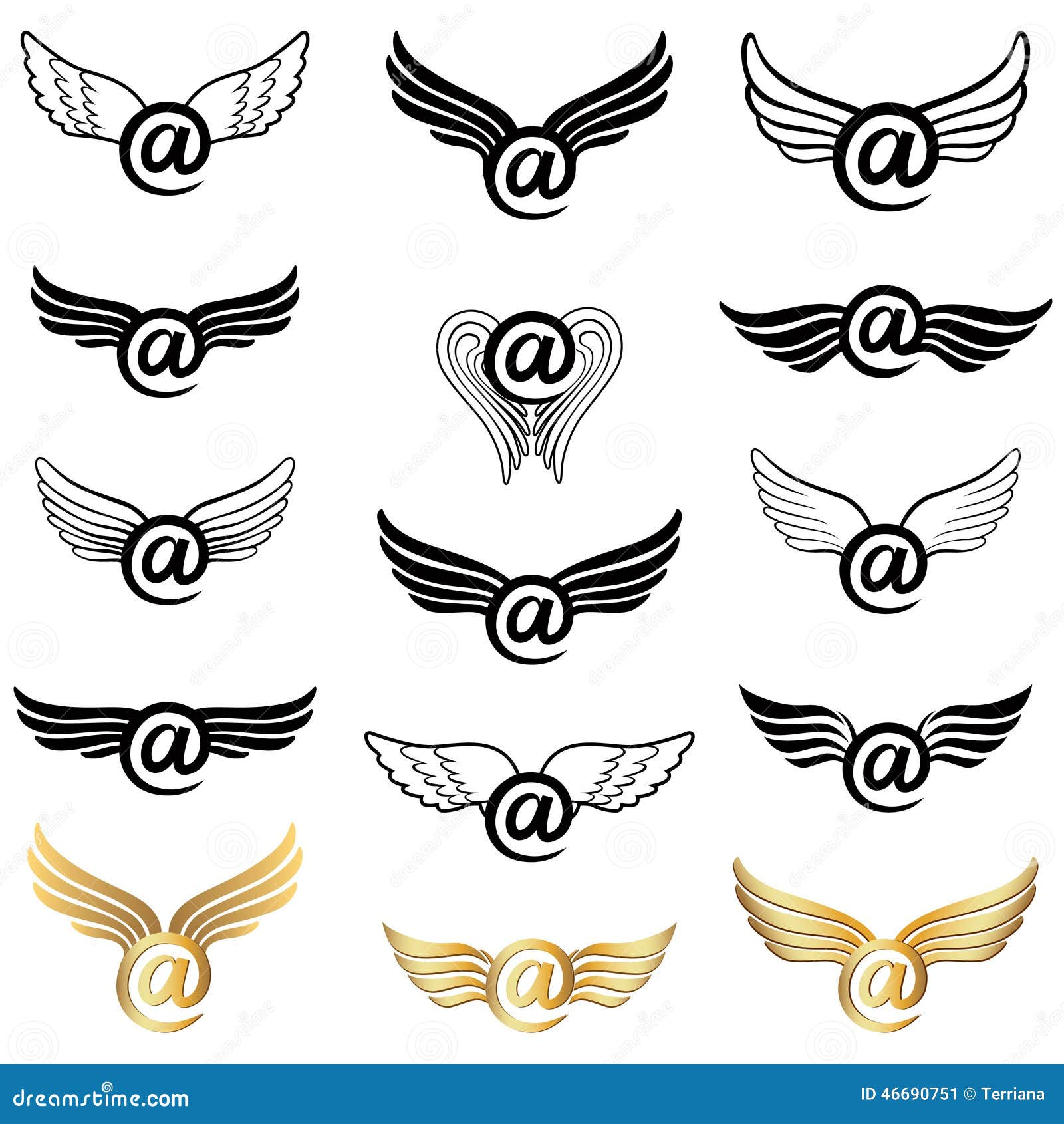 Mail icon set with wings stock illustration. Illustration of carrier ...