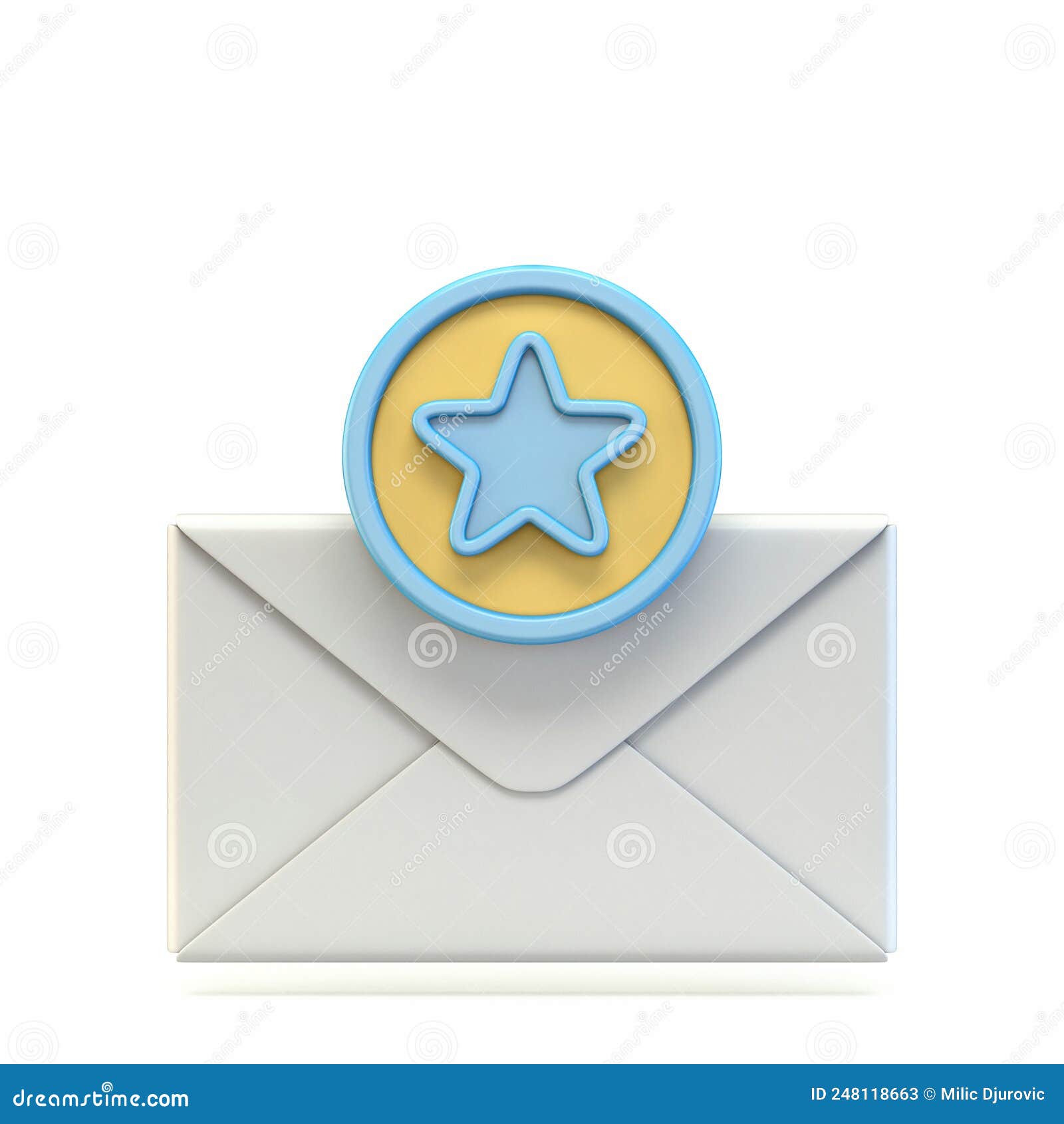 Mail Icon with Star Symbol 3D Stock Illustration - Illustration of ...