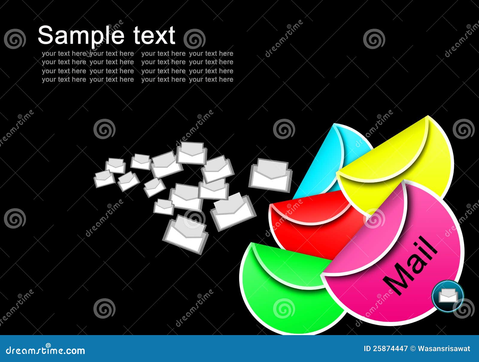 Mail icon on sticker set stock illustration. Illustration of business ...