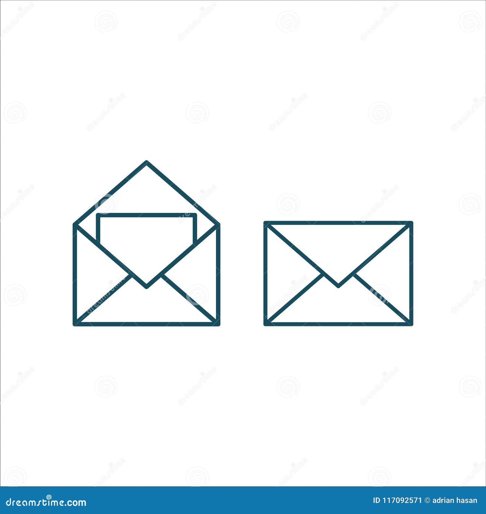 Mail Icon Vector Line Art stock vector. Illustration of headshet ...