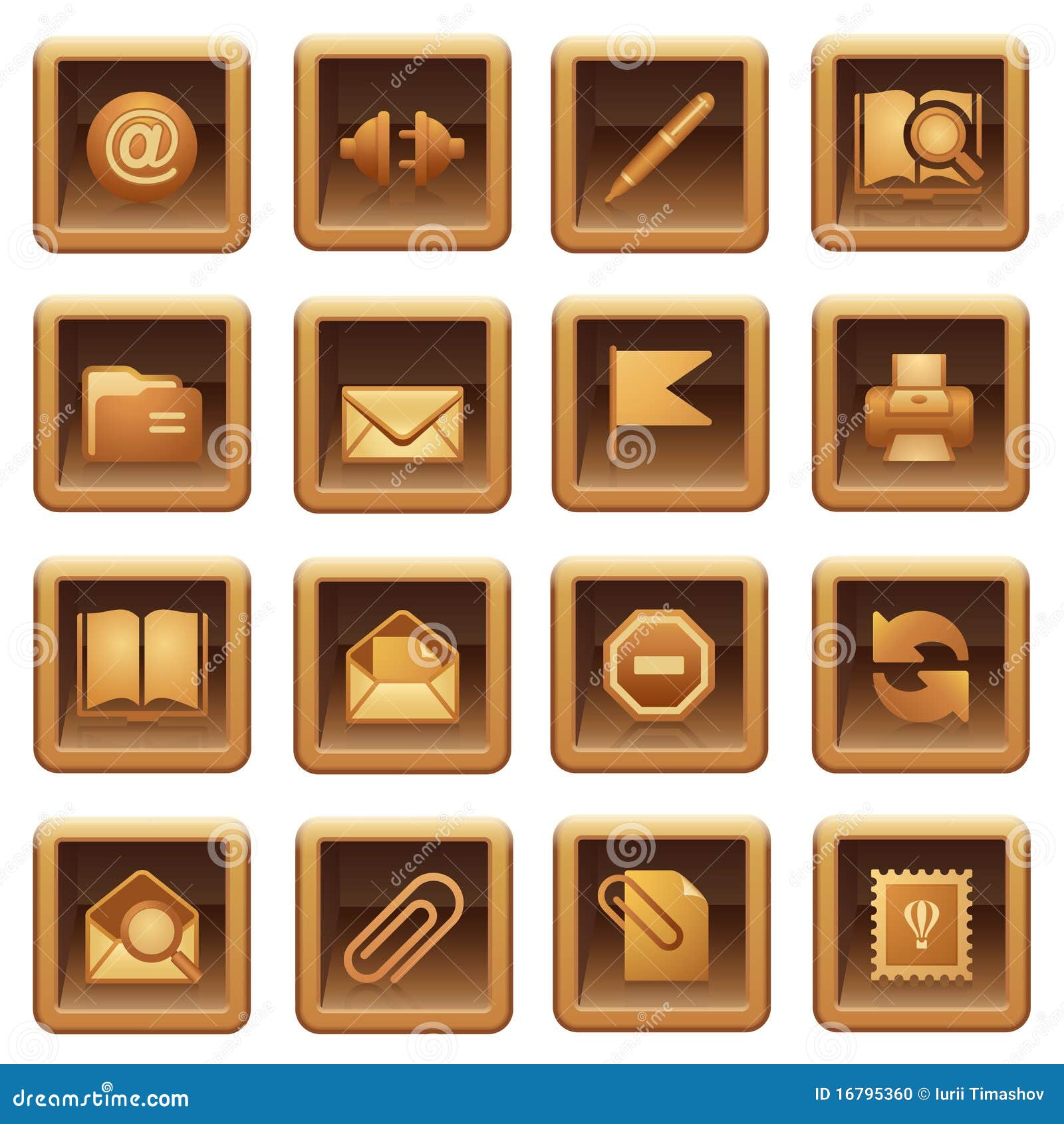 Mail icons. Brown series. stock vector. Illustration of control - 16795360