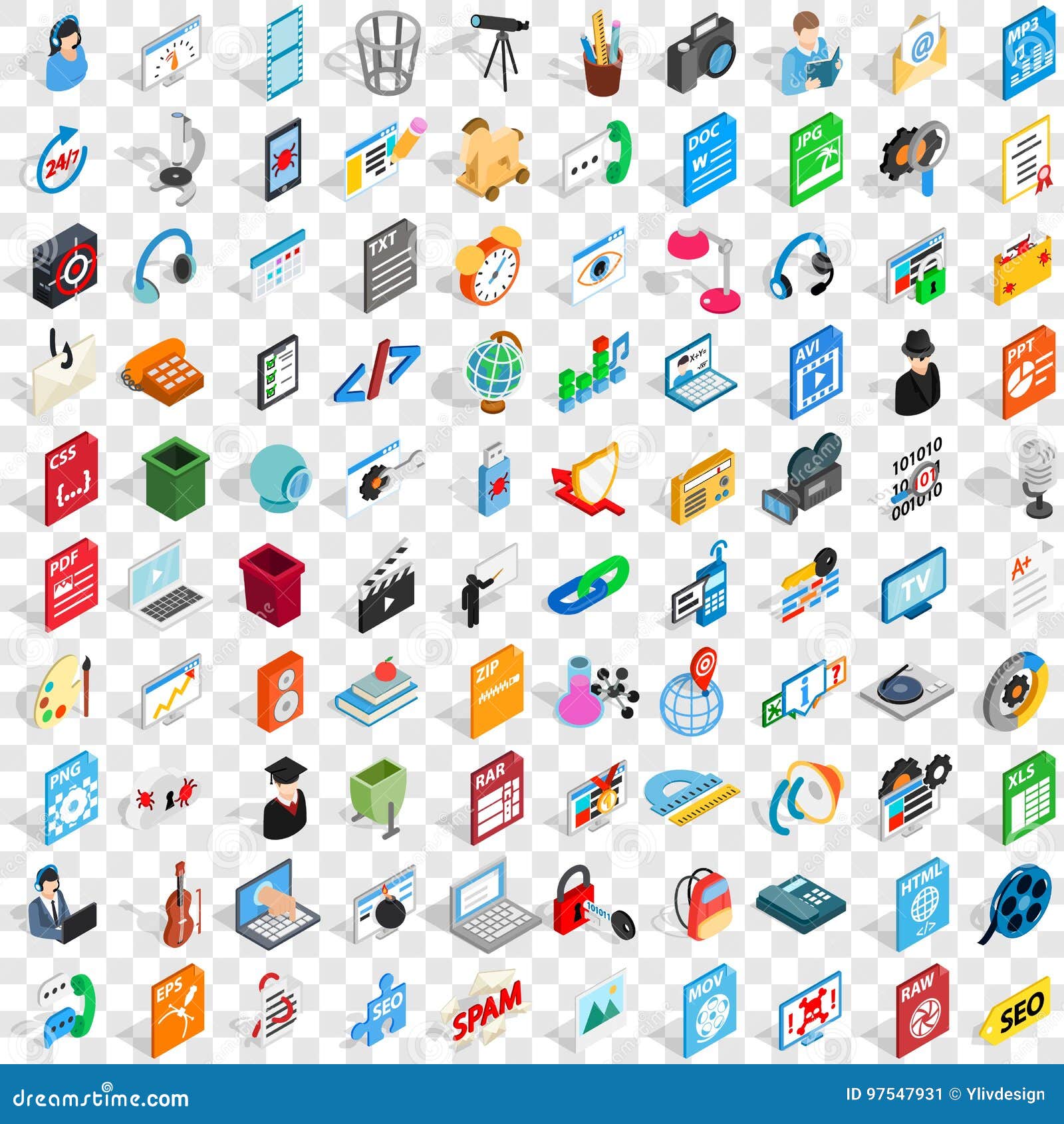 100 Mail Icons Set, Isometric 3d Style Stock Vector - Illustration of ...
