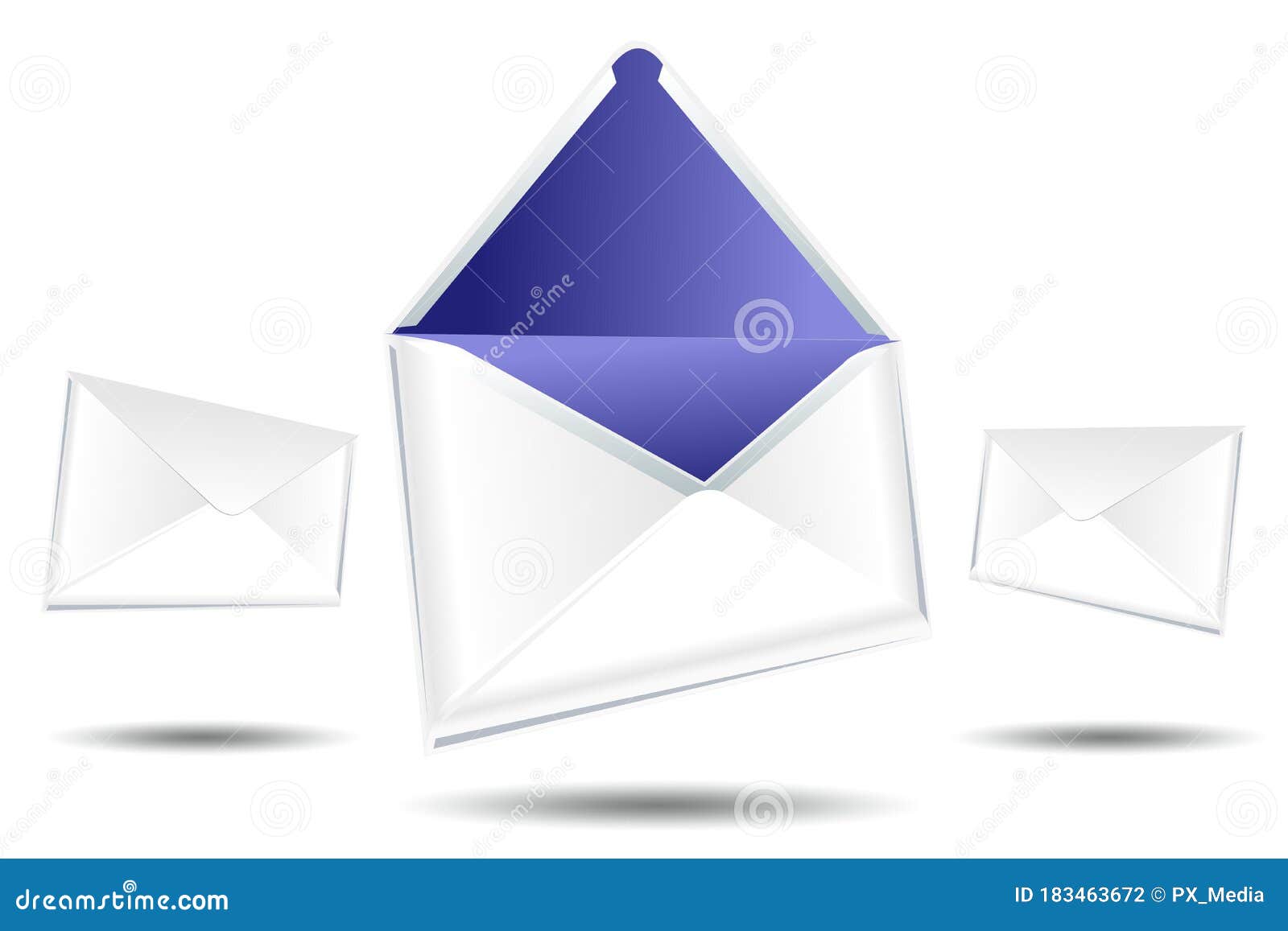 Three Envelopes - Isolated on White Background Stock Illustration ...