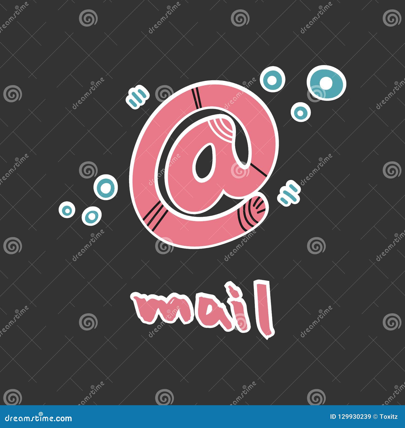 Mail Illustration with Text. Hand Drawn Vector on Black Backdrop Stock ...