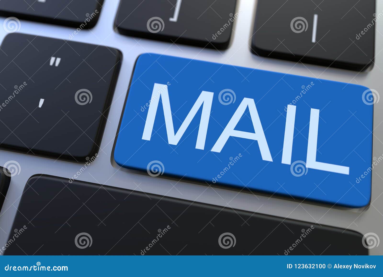 MAIL Key on Computer Keyboard. 3D Rendering Stock Illustration ...