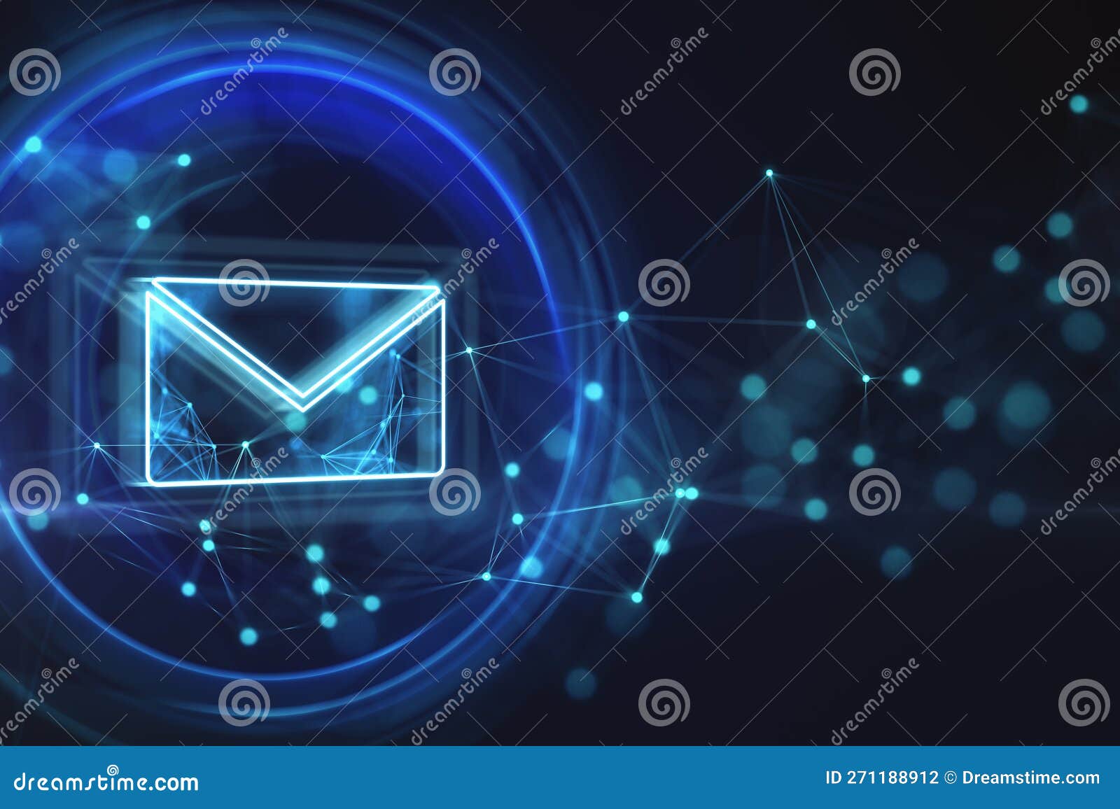 Mail, Letter And Communication Concept With Digital Glowing Envelope ...