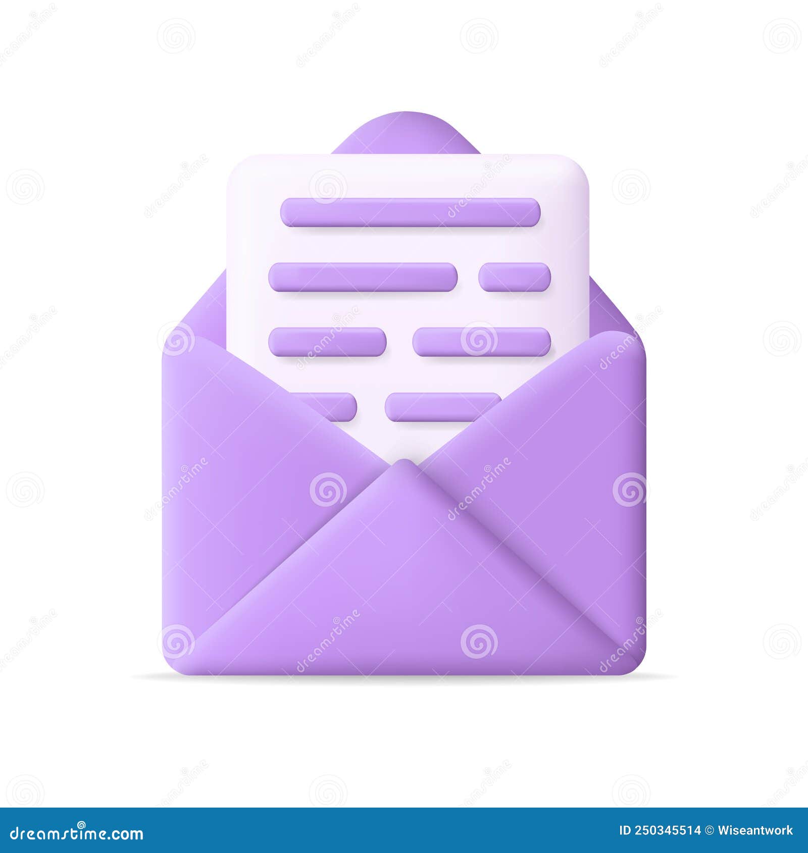 Mail Letter. 3d Envelope Icon. Open Email Document With Message ... Mail Letter. 3d Envelope Icon. Open Email Document With Message ...