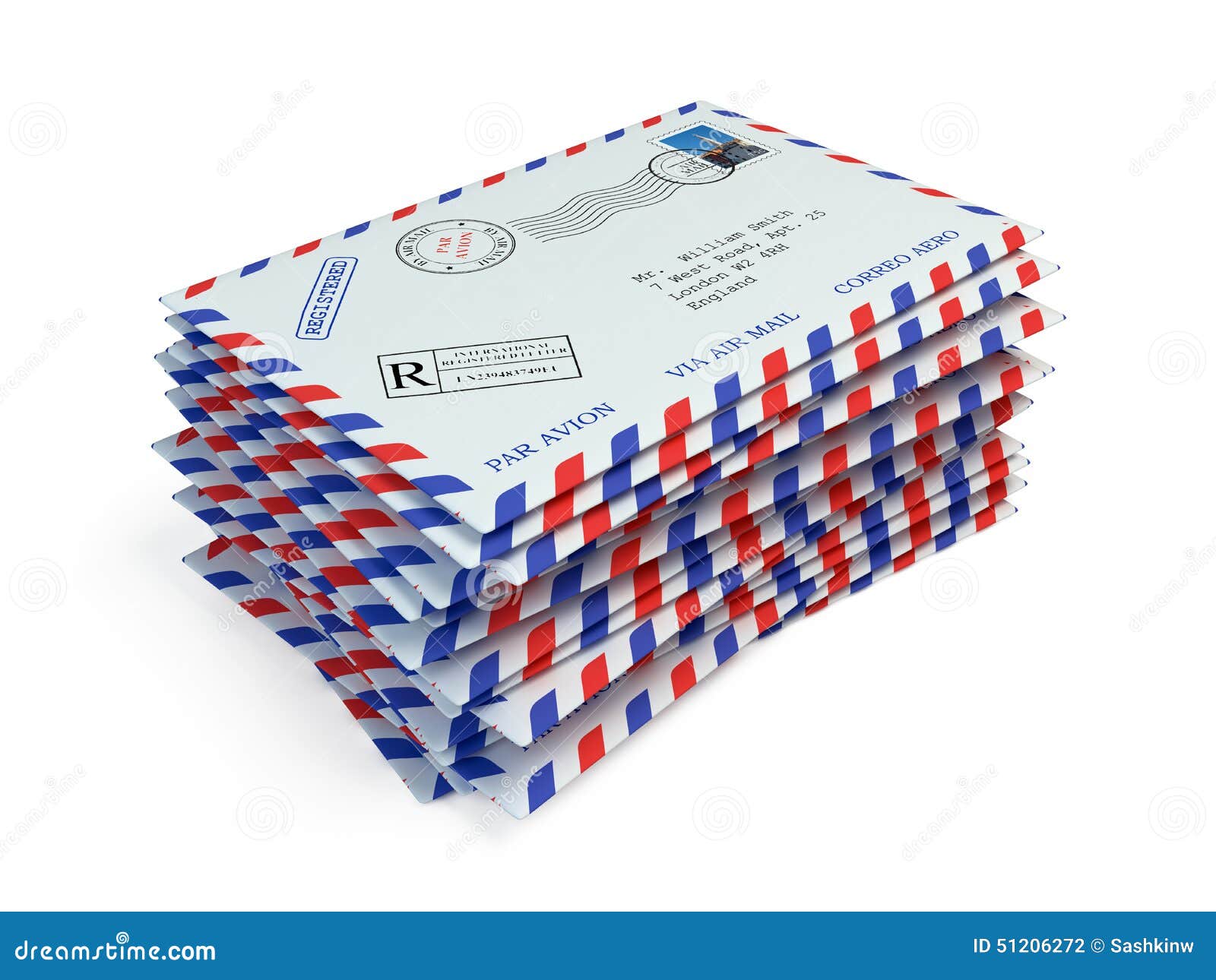 Mail Letters Isolated on White Stock Illustration - Illustration of ...