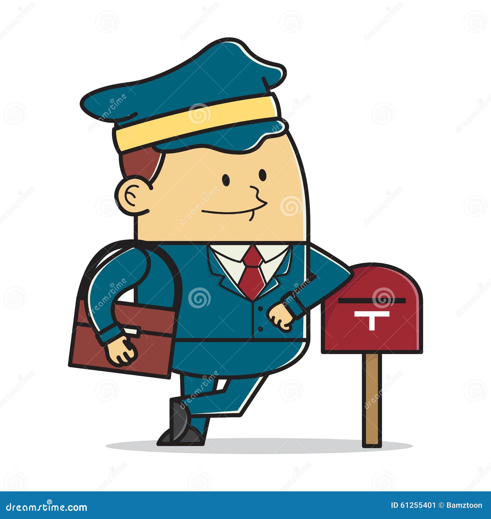 Postman with mailbox stock vector. Illustration of concept - 61255401