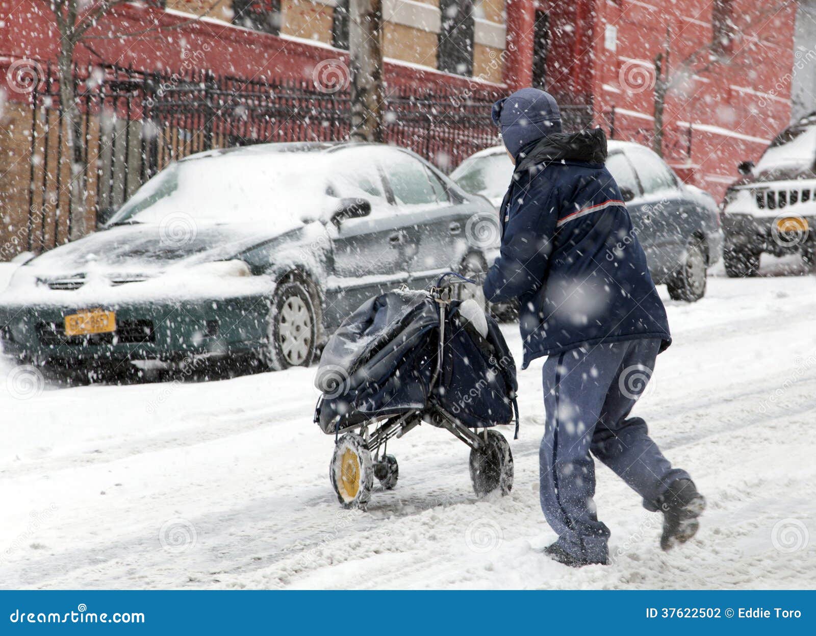 Mail Man during Snow Storm in New York Editorial Photography - Image of ...