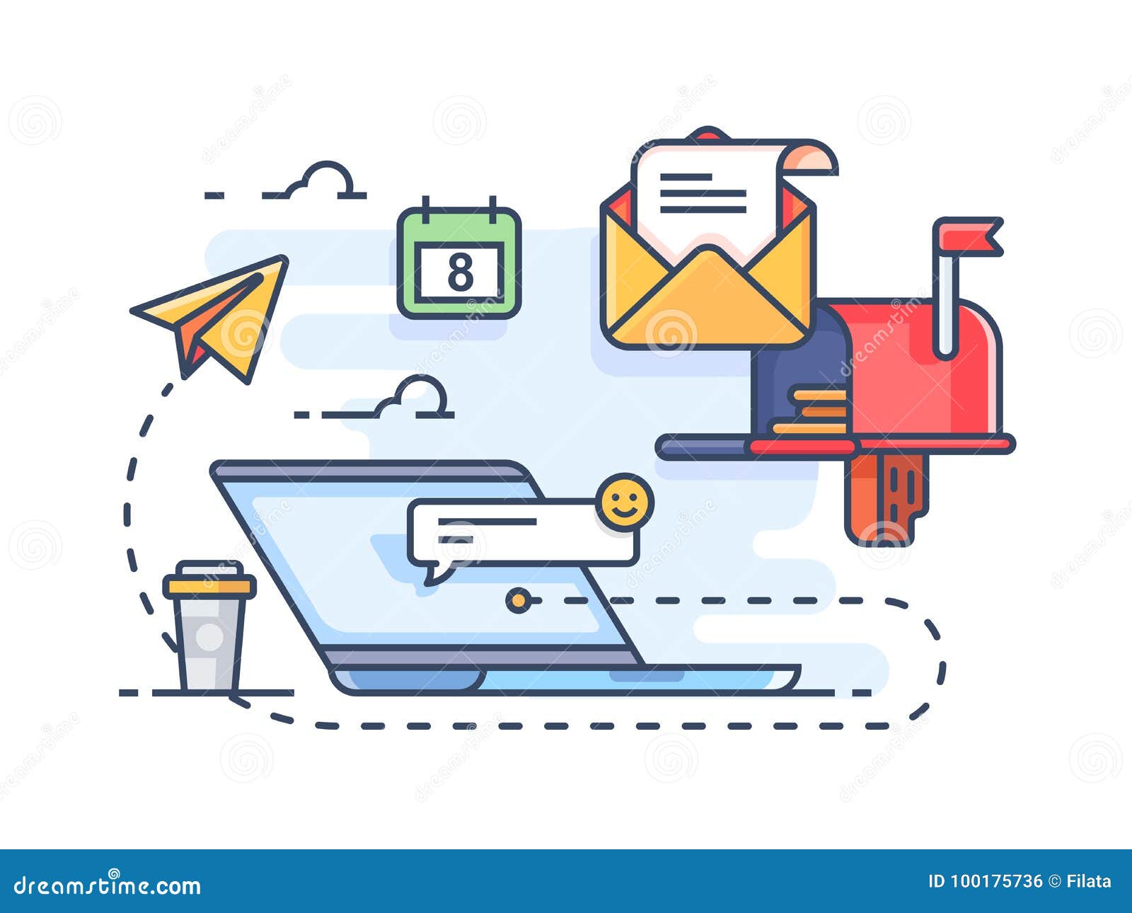 Mail Marketing Mailing To E-mail Stock Vector - Illustration of data ...