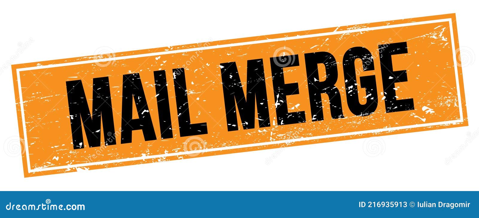 MAIL MERGE Text on Black Orange Grungy Rectangle Stamp Stock ...