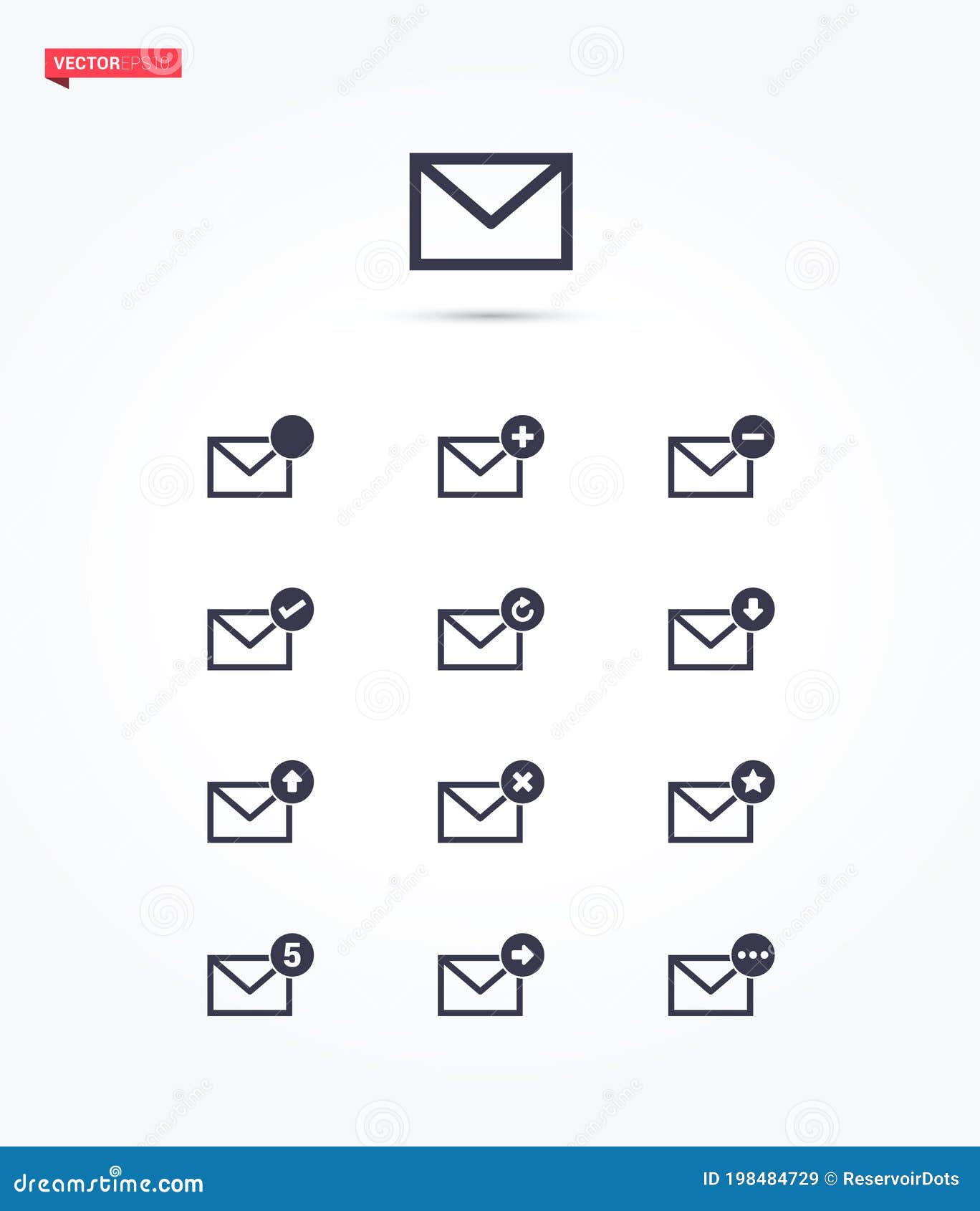 Mail Message Icon Set stock vector. Illustration of icon - 198484729