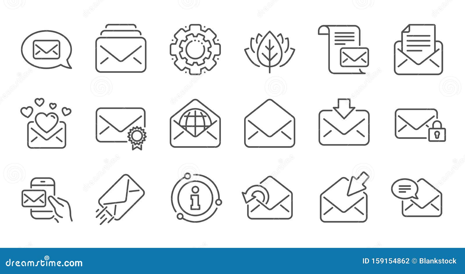 Mail Message Line Icons. Newsletter, E-mail, Correspondence. Linear ...