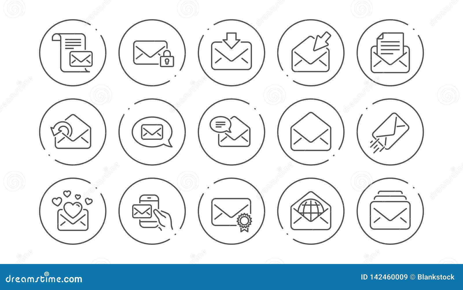 Mail Message Line Icons. Newsletter, E-mail, Correspondence. Linear ...