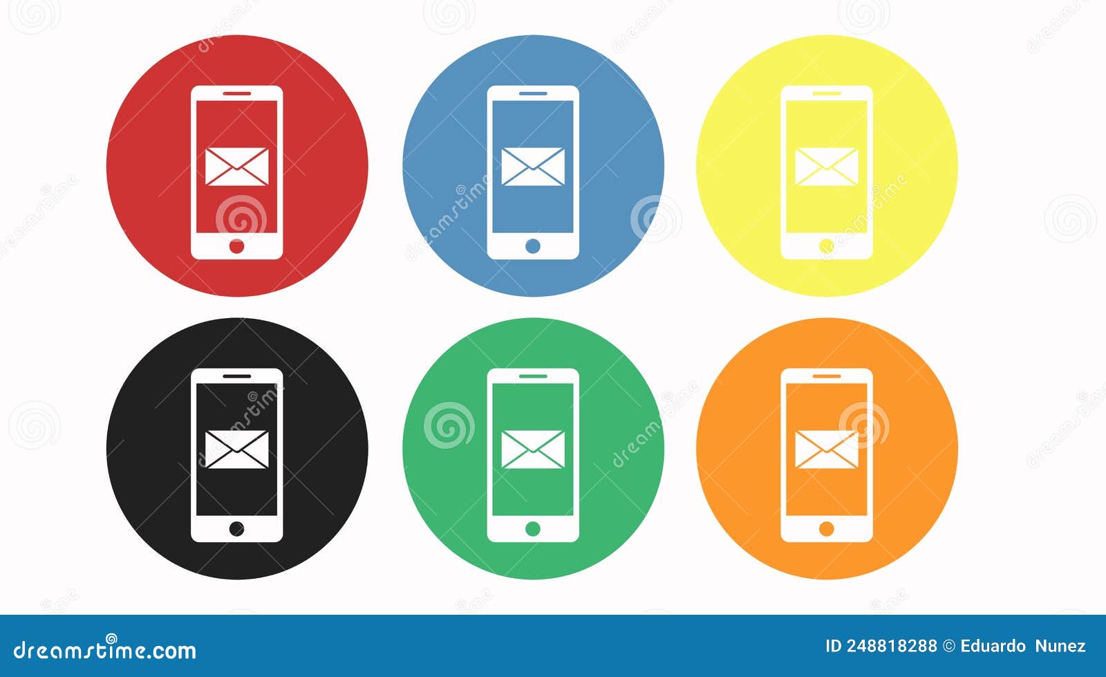 Mail Notification Icon Set. Vector Isolated Flat Illustration Stock ...