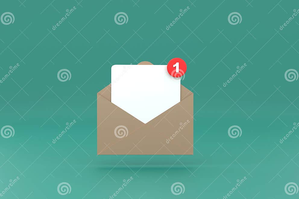 Mail Notification One New Email Message in the Inbox Concept Isolated ...