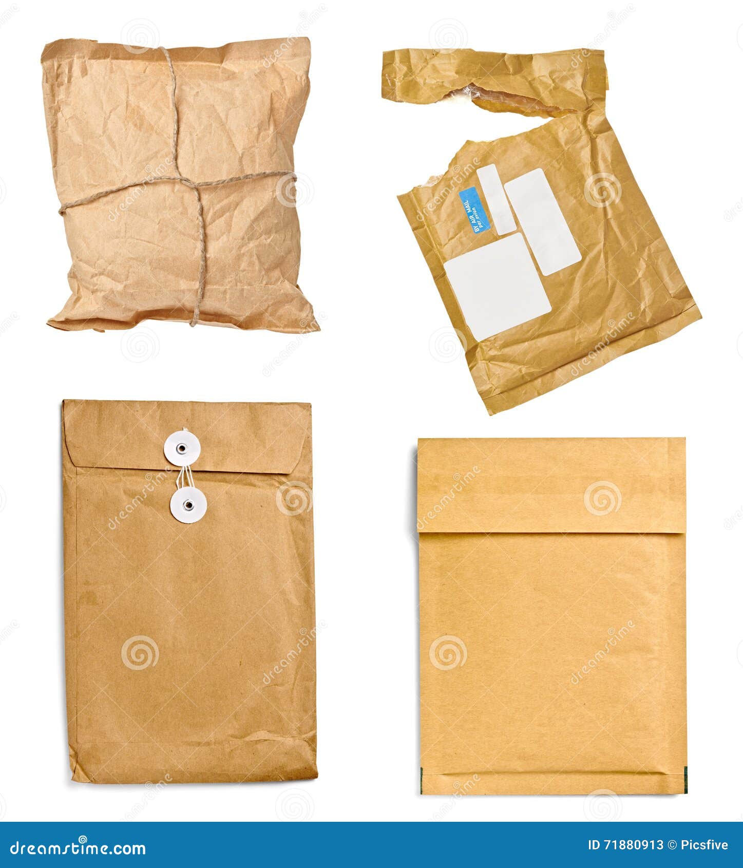 Mail Package Envelope Box Used Open Postal Stock Image - Image of ...