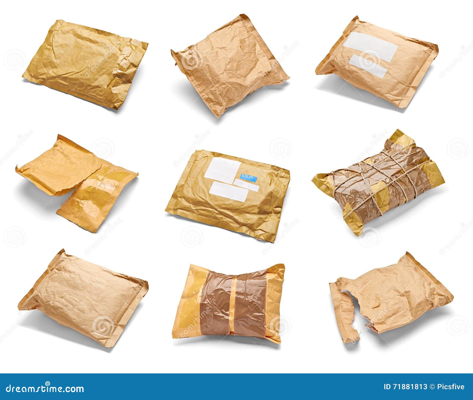 Mail Package Envelope Box Used Open Postal Stock Image - Image of ...