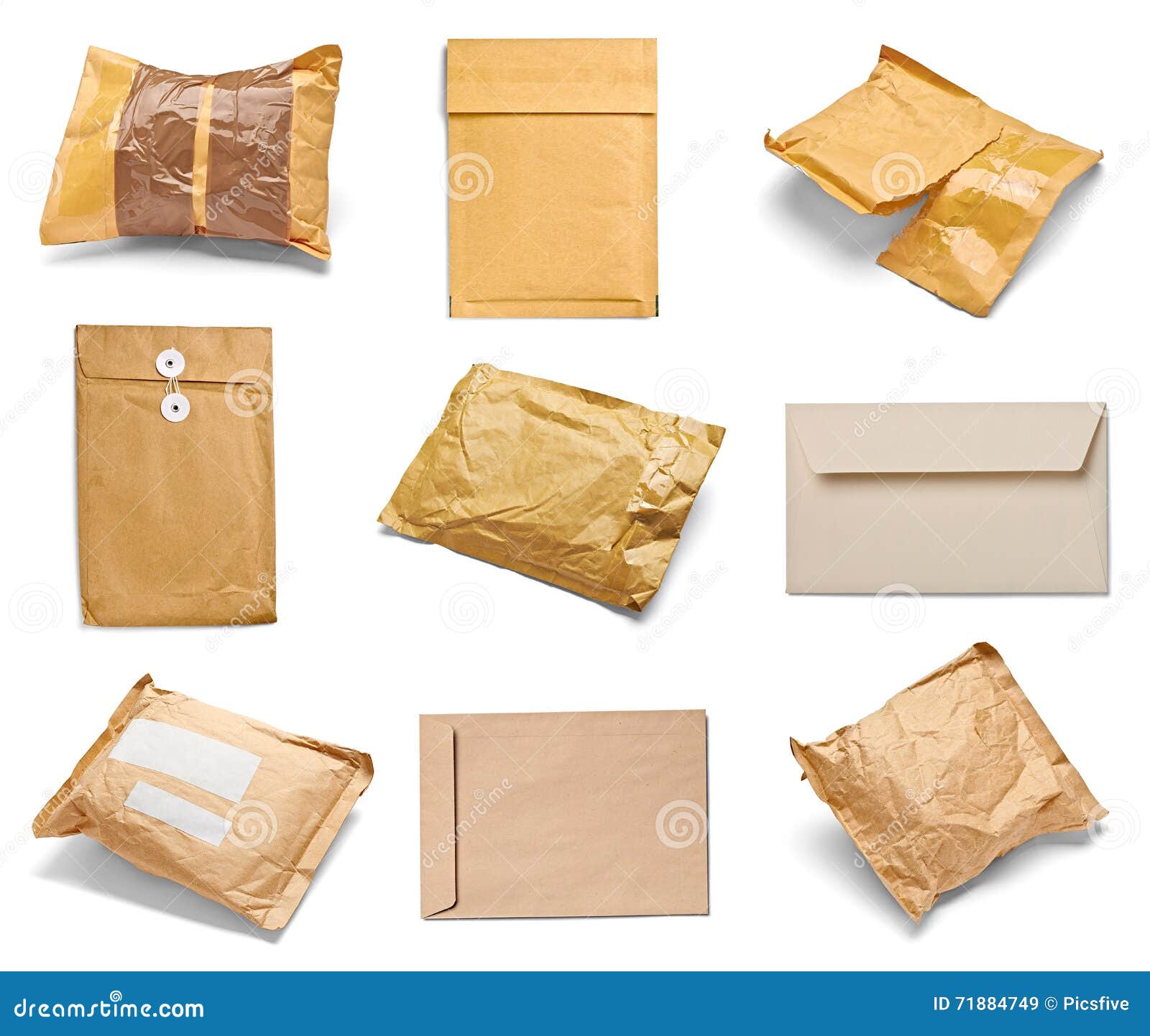 Mail Package Envelope Box Used Open Postal Stock Image - Image of ...