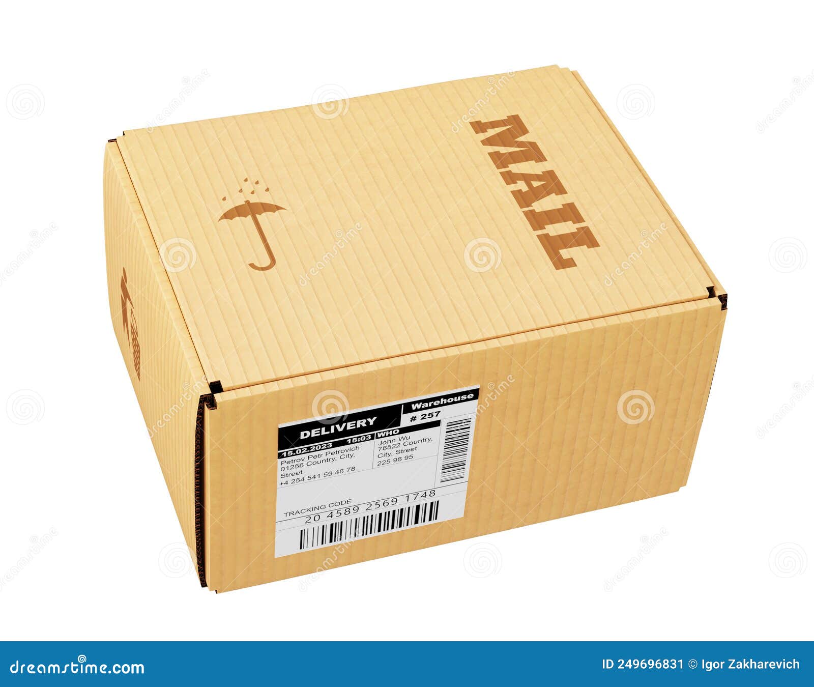 Mail Package on a White Background. Stock Illustration - Illustration ...