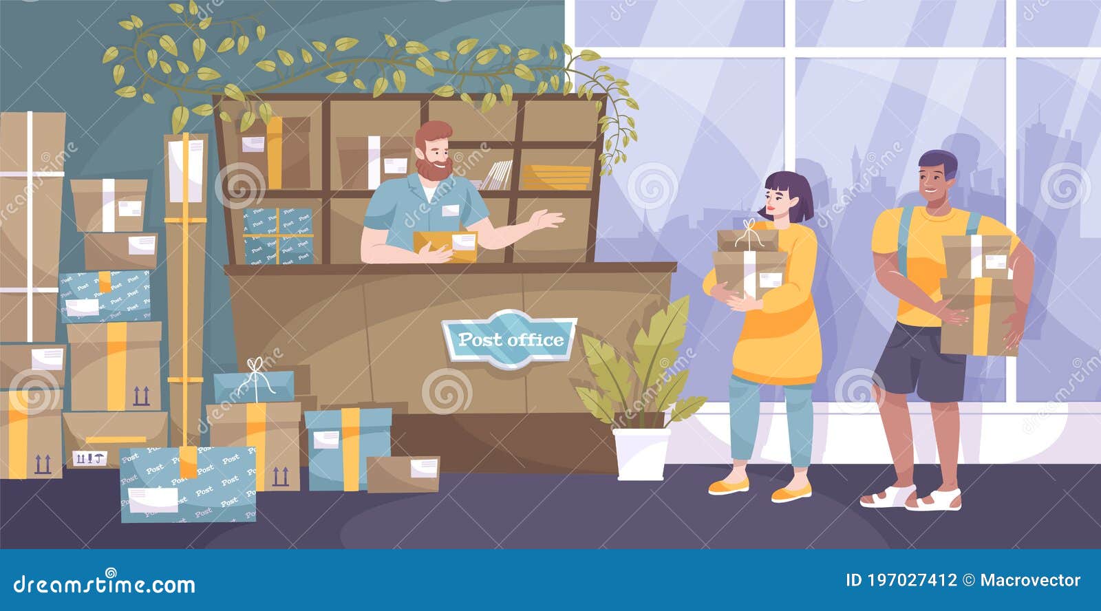 Mail Parcel Flat Composition Stock Vector - Illustration of mail ...