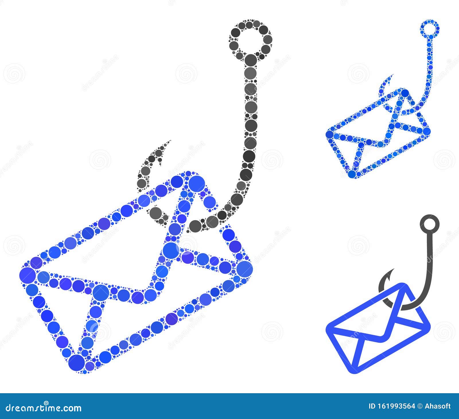 Mail Phishing Hook Composition Icon Of Unequal Elements Stock ...