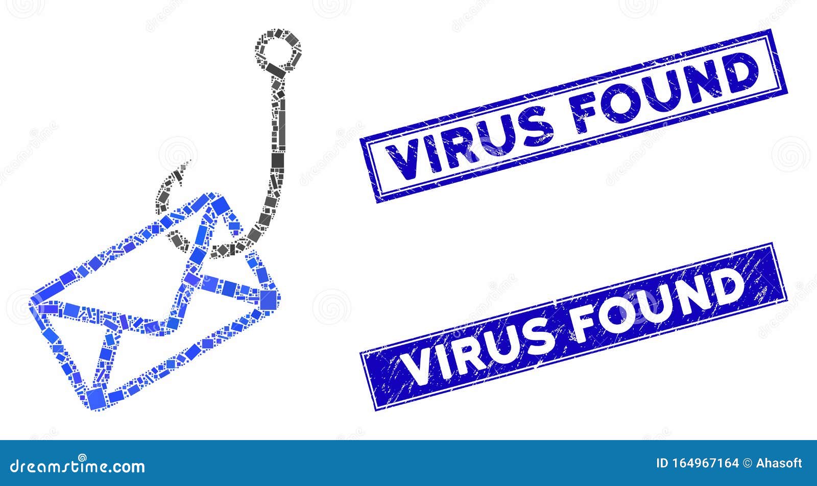 Mail Phishing Hook Mosaic and Grunge Rectangle Stamps Stock ...