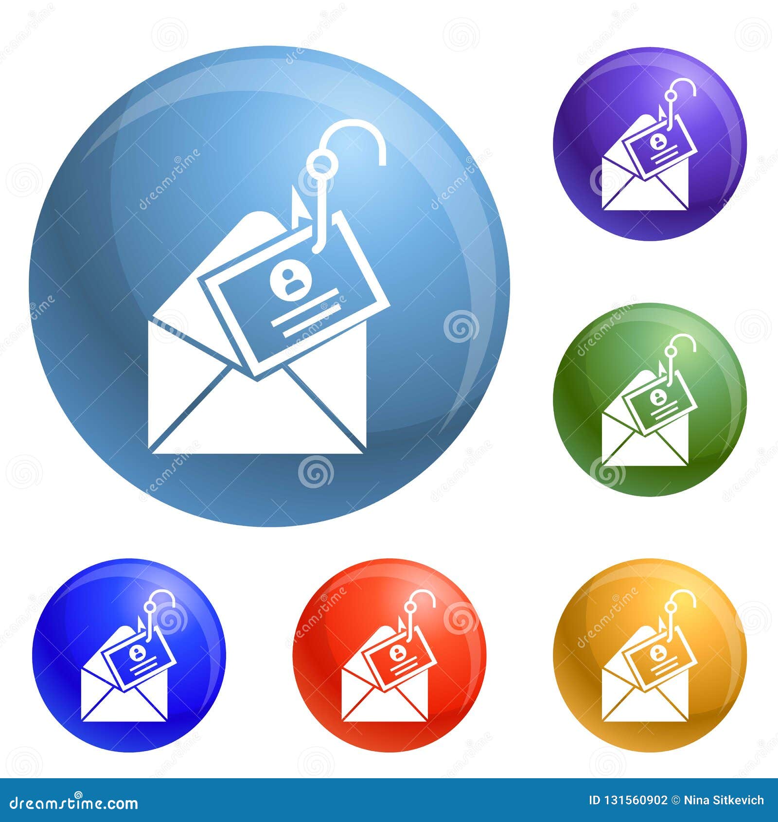 Mail Phishing Icons Set Vector Stock Vector - Illustration of cross ...
