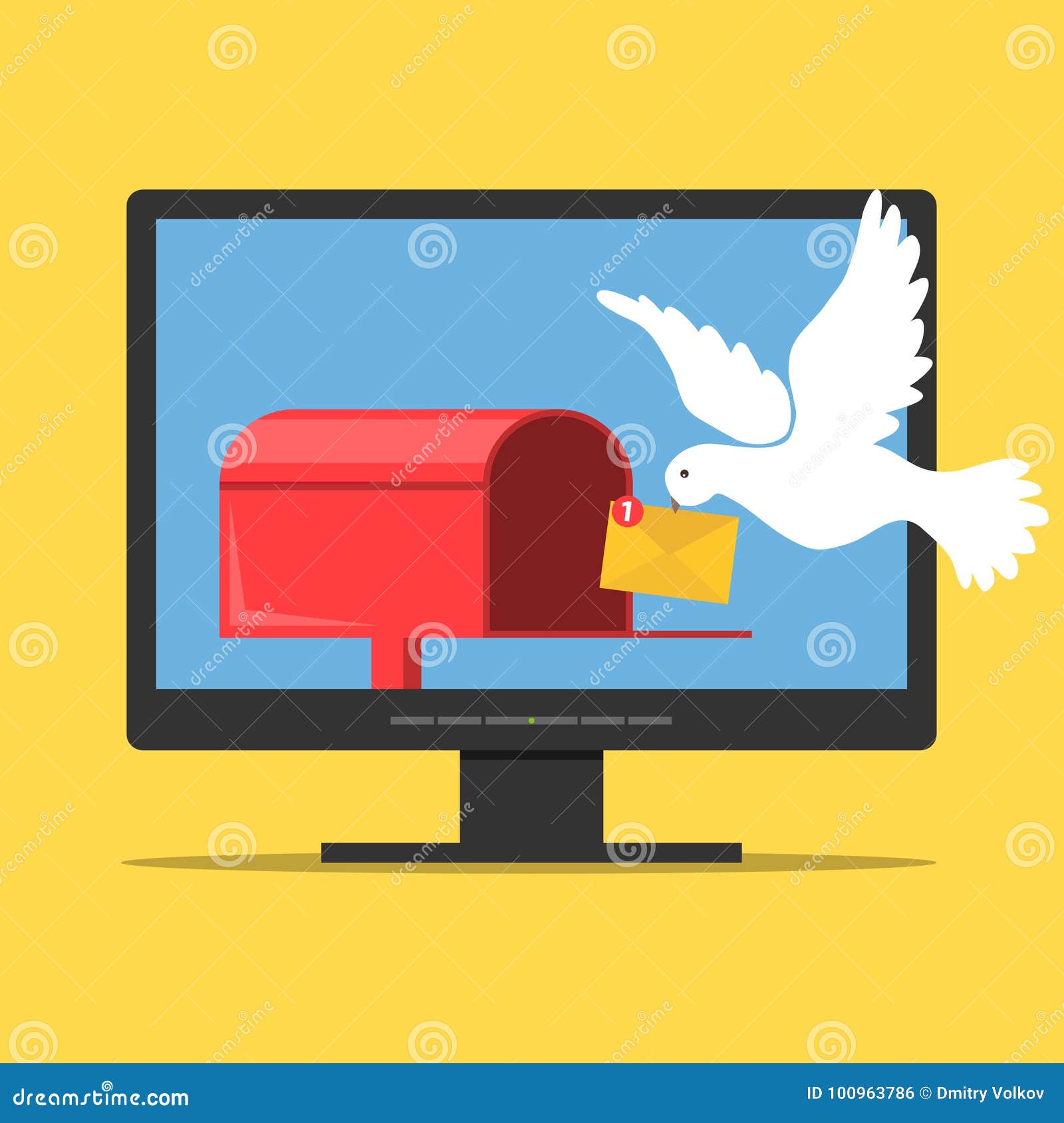 The Mail Pigeon Brought the Letter To the Mailbox. the Concept of ...