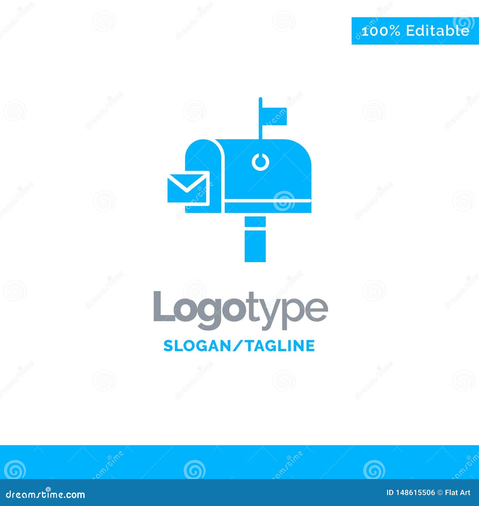 Mail, Post, Mailbox, Post Office Blue Solid Logo Template. Place for ...