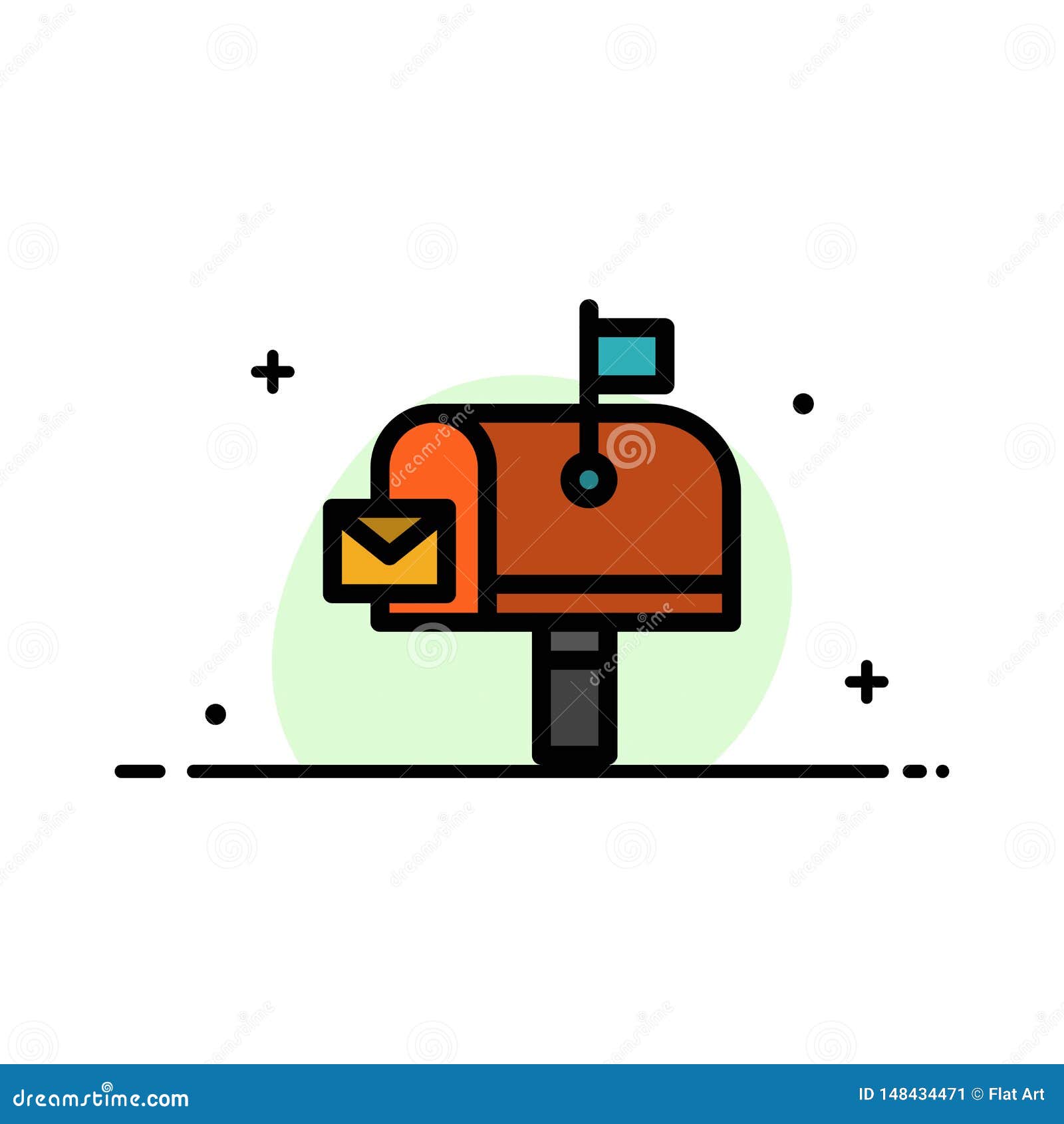 Mail, Post, Mailbox, Post Office Business Flat Line Filled Icon Vector ...