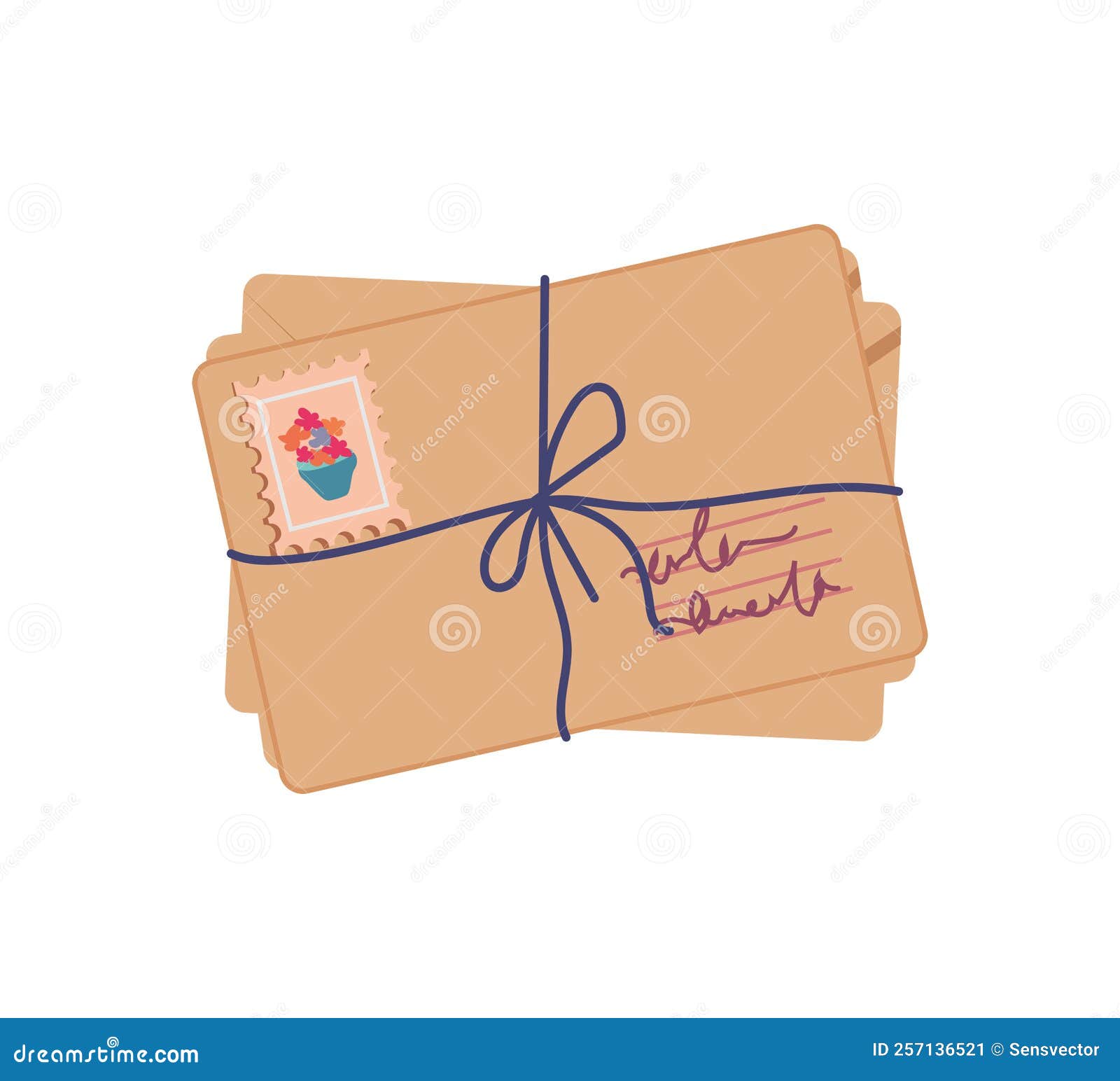 Mail or Postal Card, Letters Correspondence Stock Vector - Illustration ...
