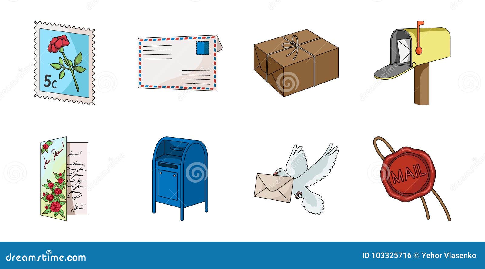 Mail and Postman Icons in Set Collection for Design. Mail and Equipment ...