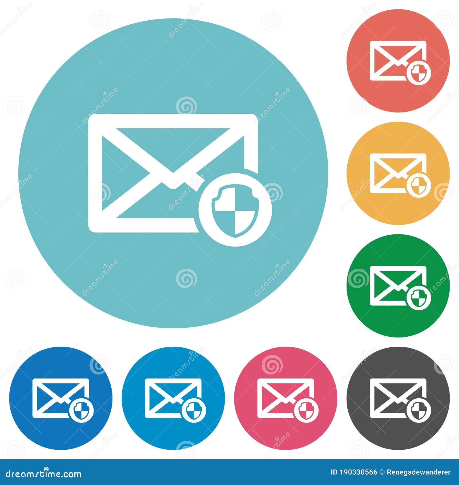 Mail Protection Flat Round Icons Stock Vector - Illustration of ...