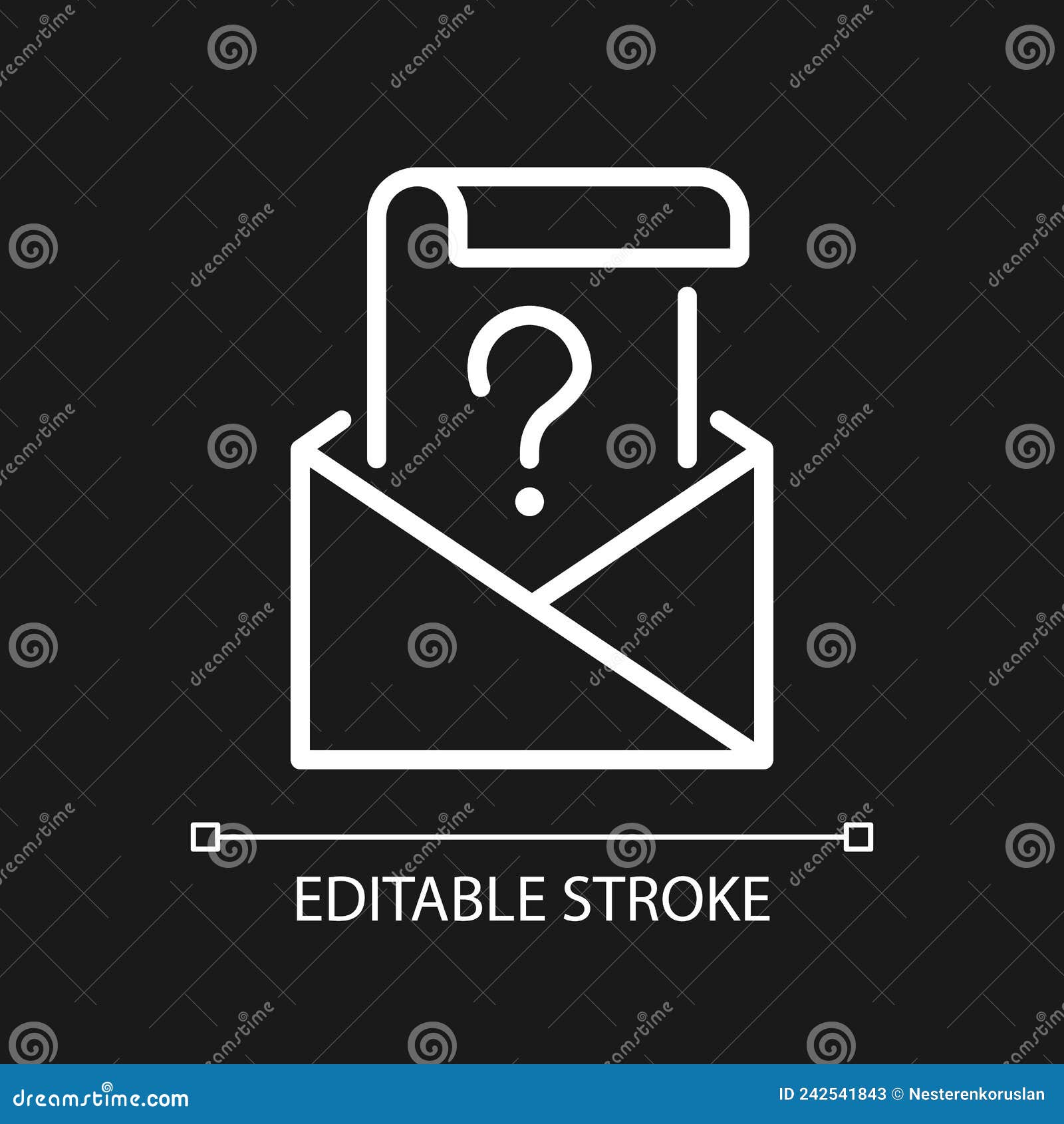 Mail Question White Linear Icon for Dark Theme Stock Vector ...