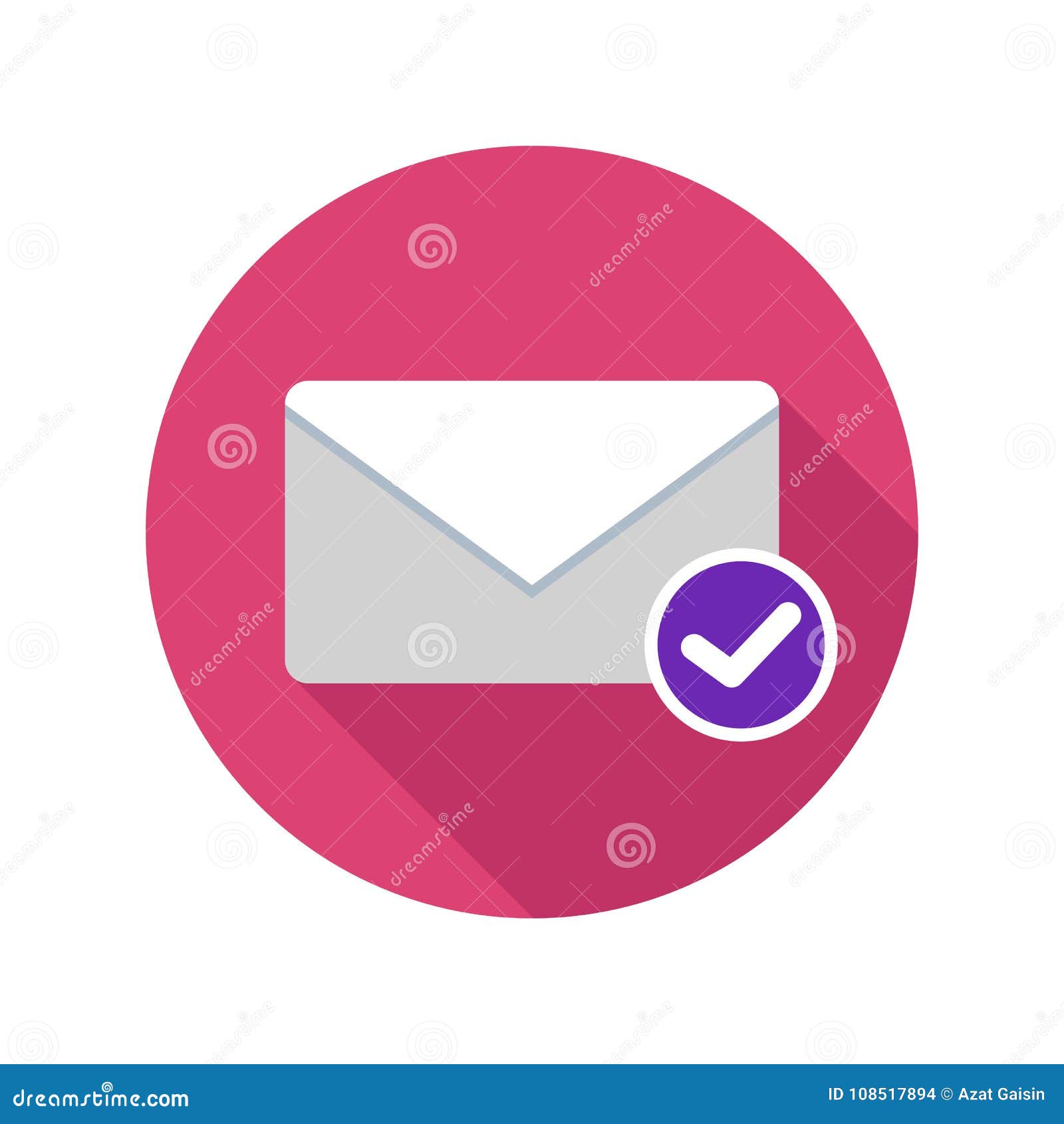 Mail Read Icon. Email Icon with Long Shadow Stock Vector - Illustration ...