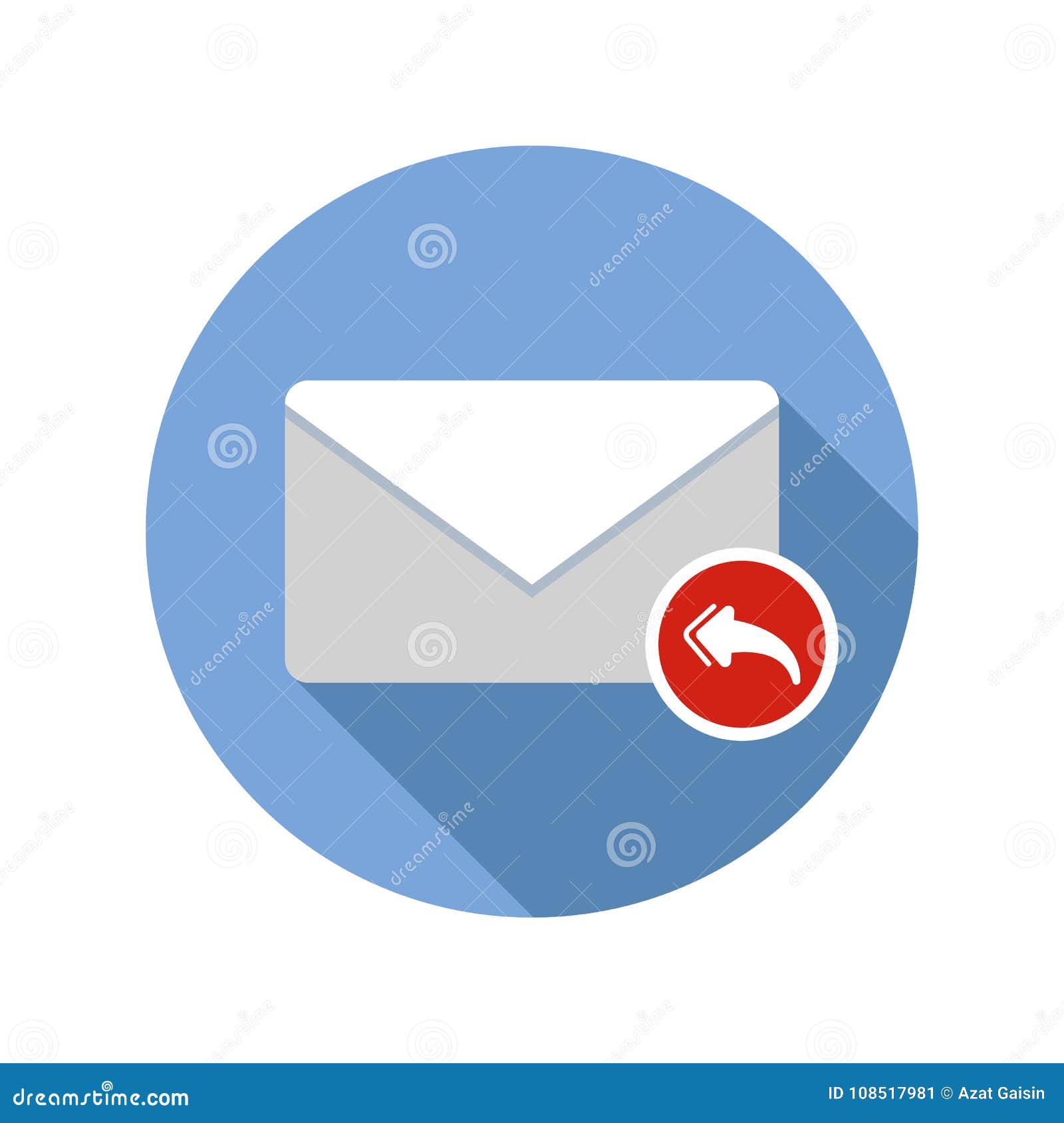 Mail Reply To All Recipient Icon. Email Icon with Long Shadow Stock ...
