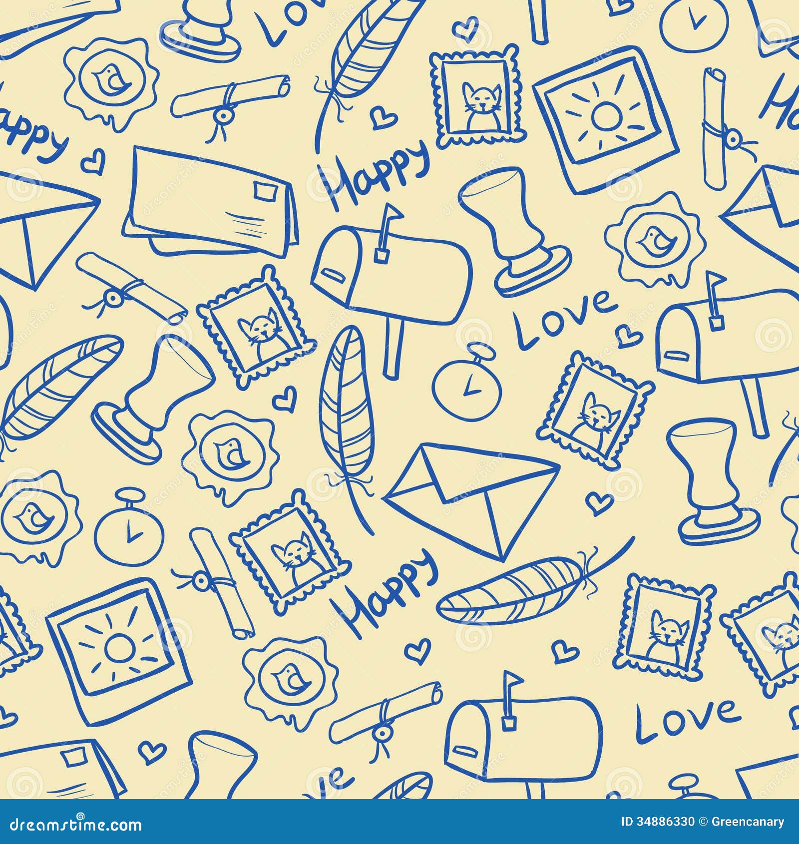 Mail seamless background stock illustration. Illustration of document ...