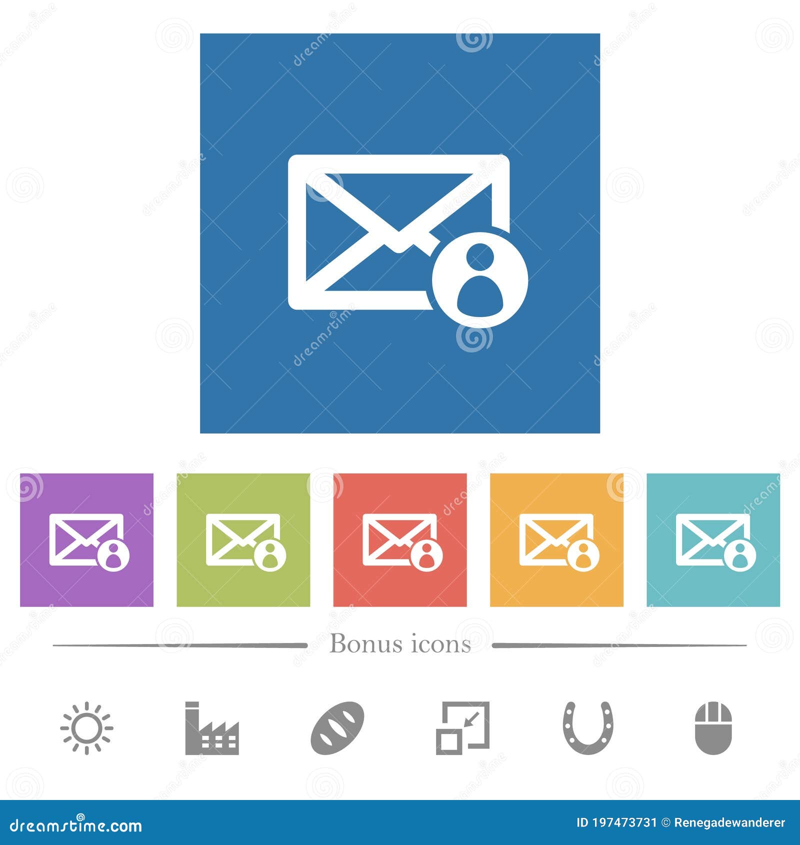 Mail Sender Engraved Icons On Edged Square Buttons Vector Illustration ...