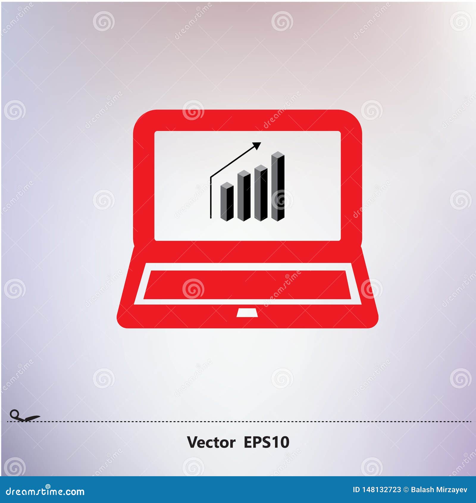 Blue Line, Table Chart in Red Monitor Icon. Stock Vector - Illustration ...