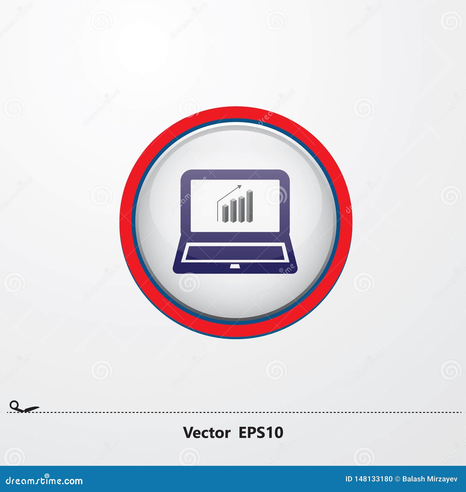 Table Line Chart in Blue Monitor in Circle Icon... Stock Vector ...