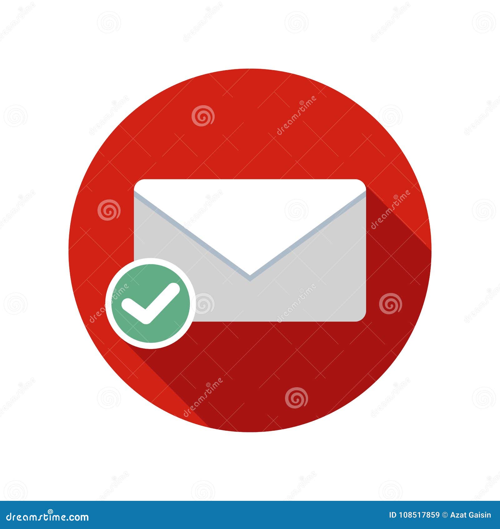 Mail Sent Icon. Email Icon with Long Shadow Stock Vector - Illustration ...